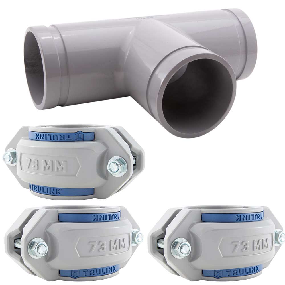 TruLink Equal Tee with Couplings - TruLink Compressed Air Piping USA